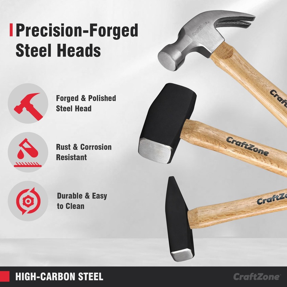 3PC Hammer Set Woodworking Tool - Claw Hammer 16oz | Sledge 3LB ...