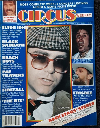 Circus Magazine November 1978 Elton John Black Sabbath Kiss Rush ...
