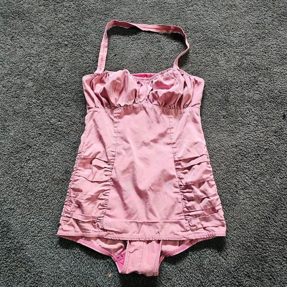 Vtg 50s Pink Ruched Sea Nymph Bombshell Halter Swim Bathing Glamour ...