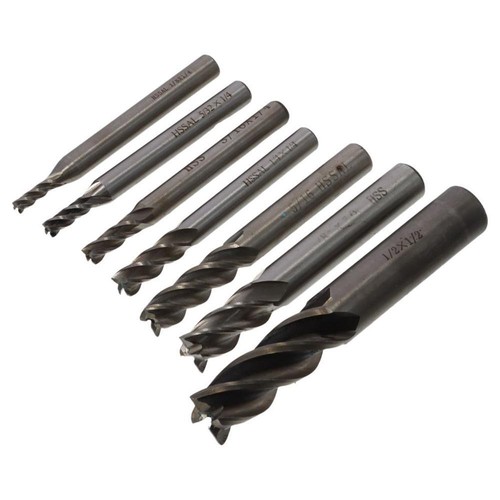 8Pcs Silver End Mill Bits Mill Tool Cutters Wood Aluminum Steel ...