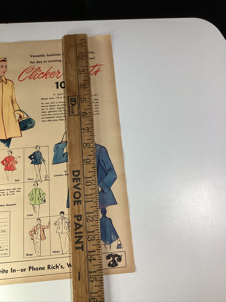 Atlanta GA Print Ad 1952 AJC Rich’s Women Fashion Clicker Coats Rayon ...
