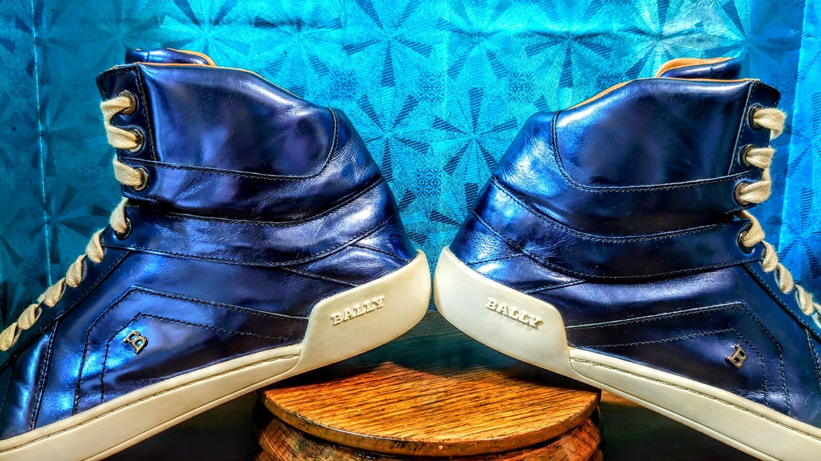 Men's Bally Switzerland "Eticon" Leather High Top Sneakers/Metallic Blue/8 | eBay