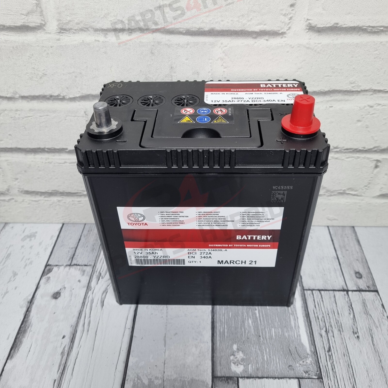 TOYOTA AURIS HYBRID 12V BATTERY S34B20L 2012 - 2018 STARTER BATTERY ...