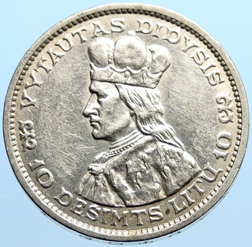 1936 LITHUANIA VYTAUTAS the GREAT Vintage Silver 10 Litai Lithuanian ...