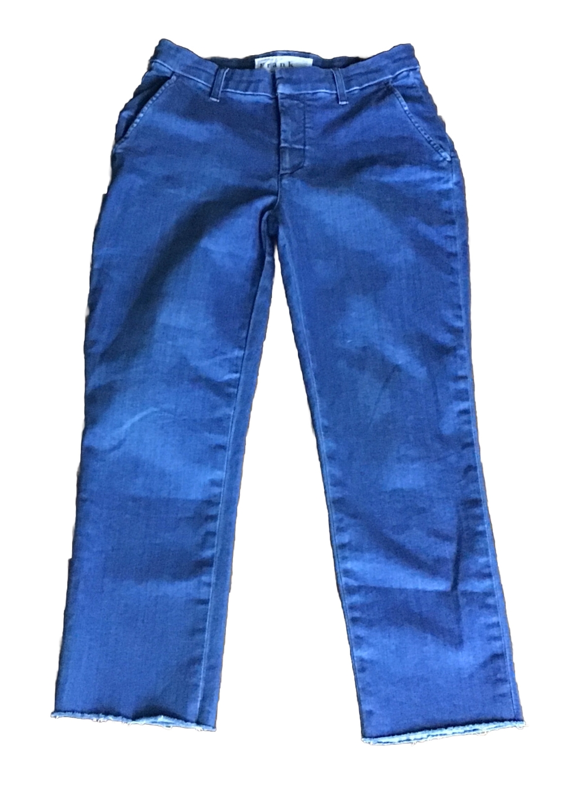 Frank & Eileen Wicklow Blue Wash Denim Italian Chino Crop Pants - 6 ...