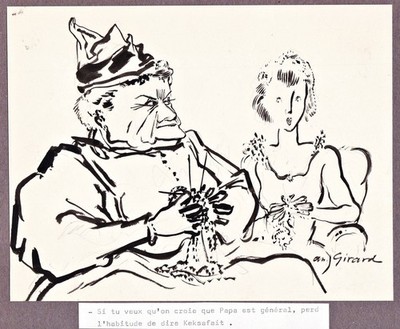 Mother Daughter General Caricature Drawing A. Girard 1940 | eBay