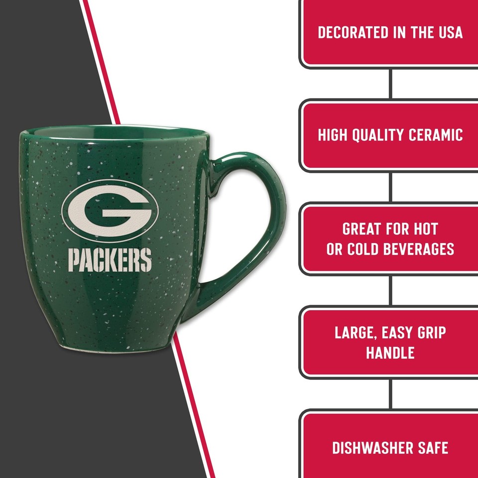 NFL Football Green Bay Packers Primary 16 oz Team Color Laser Engraved ...