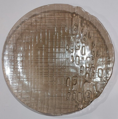 7 Mid Century Style Bronze Atomic Iridescent Glass Dinner Plates Set | eBay