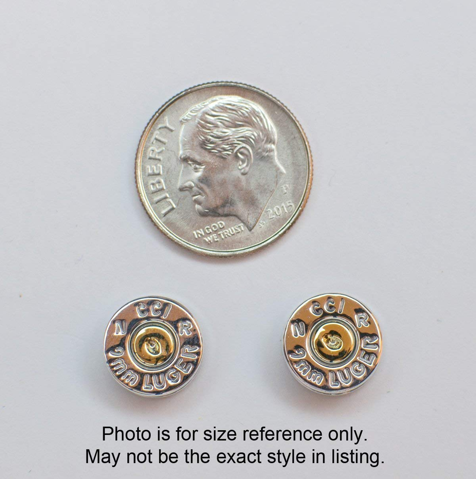 9MM Aluminum Bullet Casing Earrings Black CZ with Titanium Posts ...