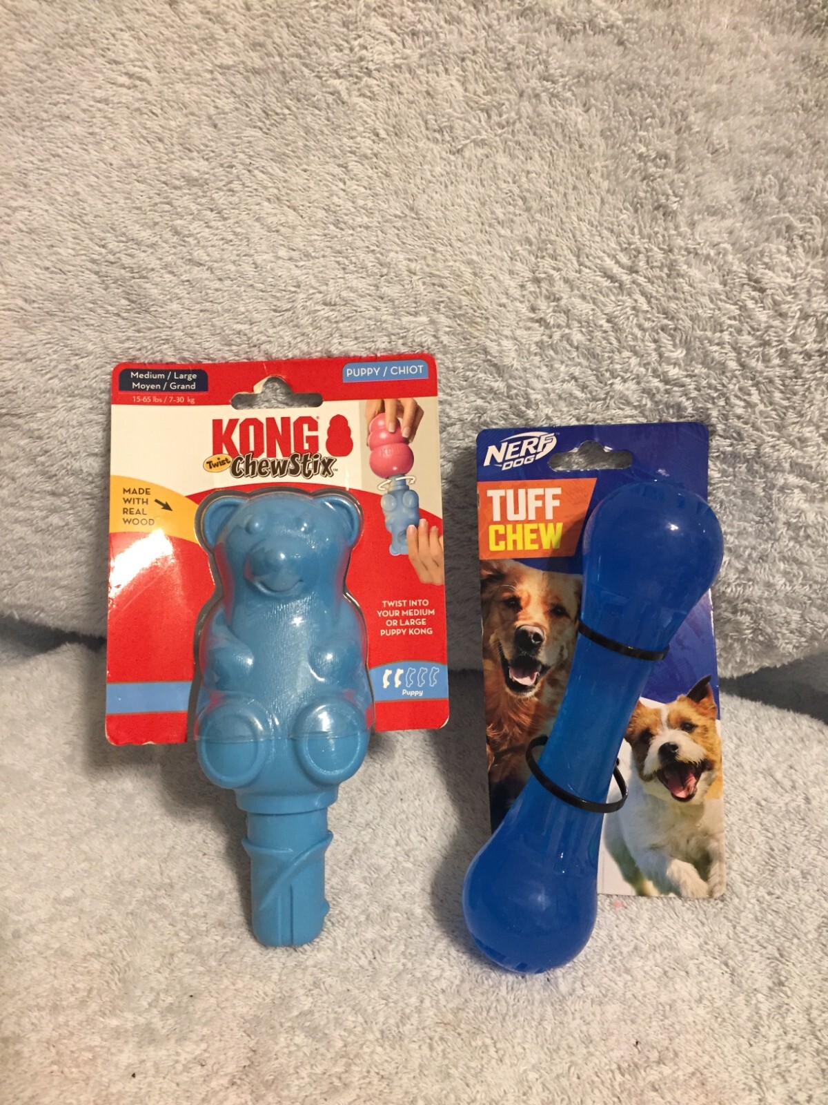 Dog Toys Kong Teddy Bear Chew Stix Med/Lg. 15-65 Lbs. & Nerf Dog Tuff ...