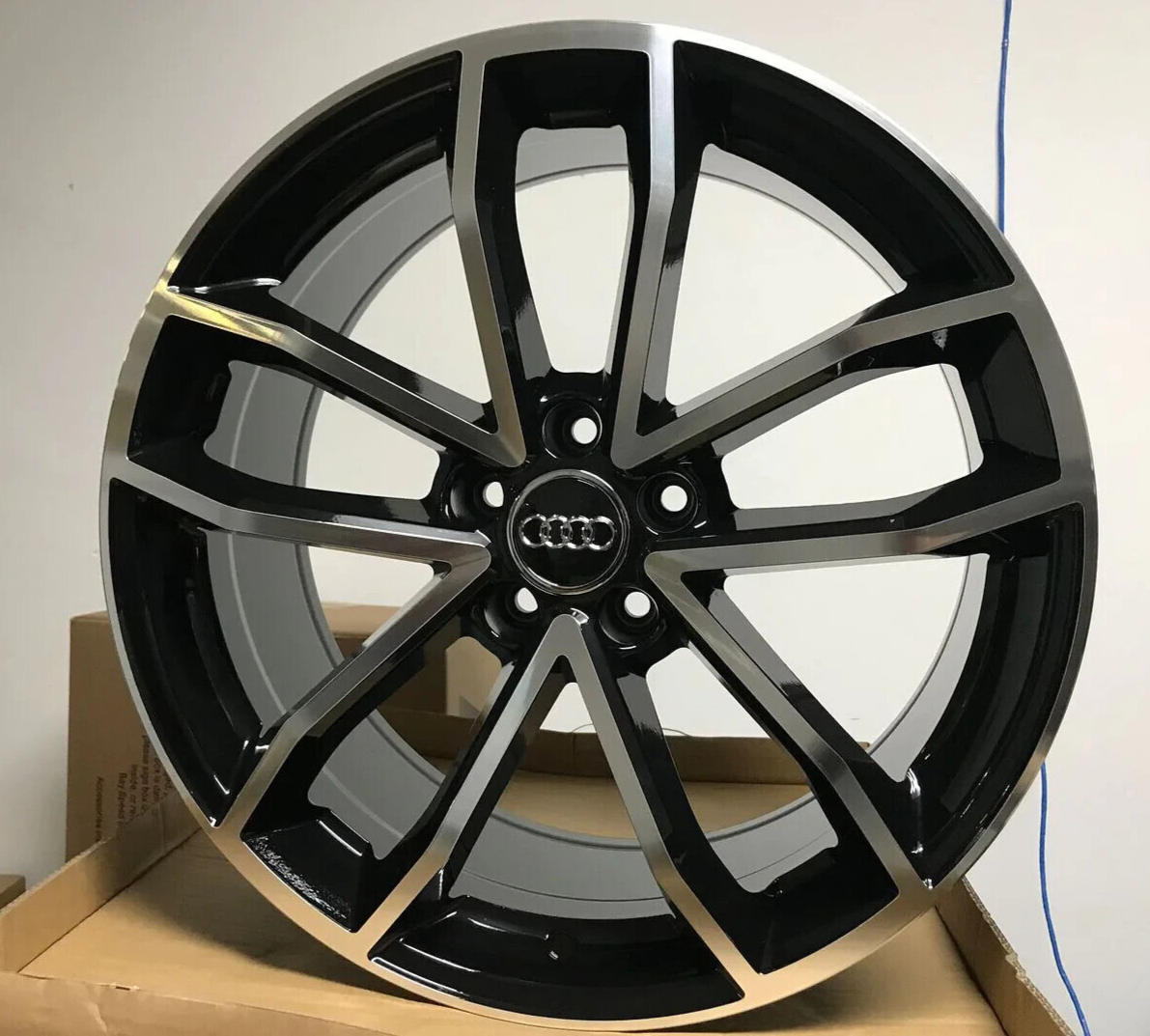 19" WHEELS FOR AUDI TT Q3 A4 A5 S4 S5 19x8.5 5x112 +35 BLACK MACHINE ...