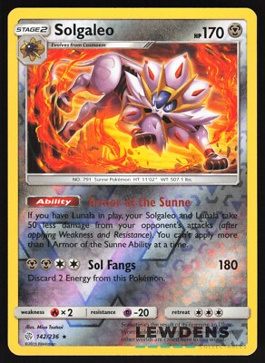 Solgaleo - 142/236 - Reverse Holo Holo Rare - Cosmic Eclipse - Pokemon ...
