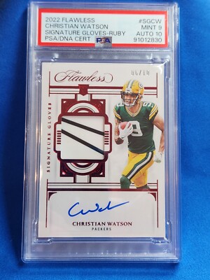 CHRISTIAN WATSON 2022 FLAWLESS SIGNATURE GLOVES SGCW RUBY PSA 9/ AUTO ...