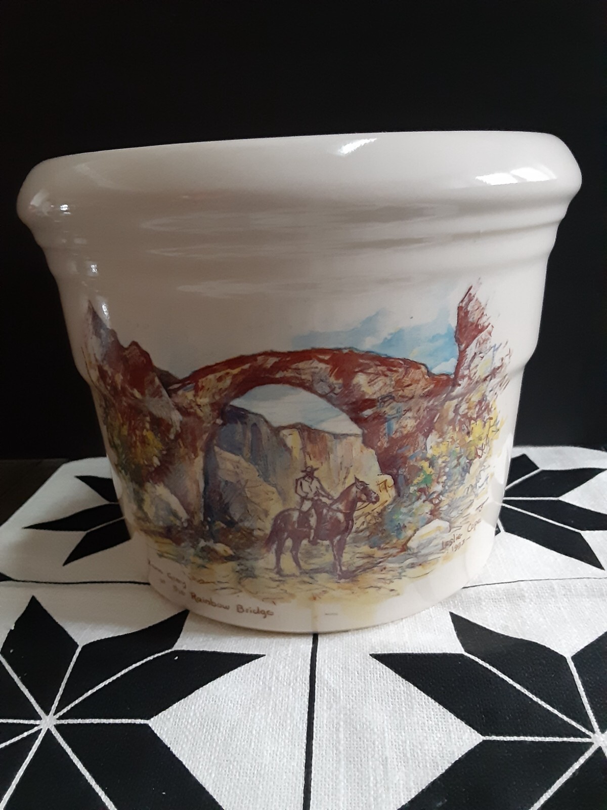 Zanesville Stoneware Crock "Zane Grey at the Rainbow Bridge" HTF | eBay