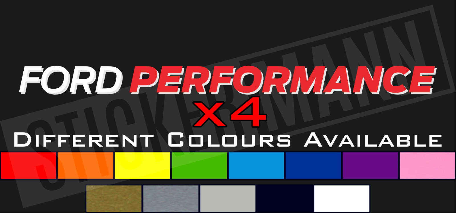 4 X FORD PERFORMANCE LOGO STICKERS - DIFFERENT FORD COLOURS AVAILABLE ...