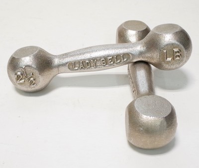 vtg 2.5 pound Joe Lo Prinzi LADY BELL 2 1/2 Ladybell Cast Iron DUMBELL ...