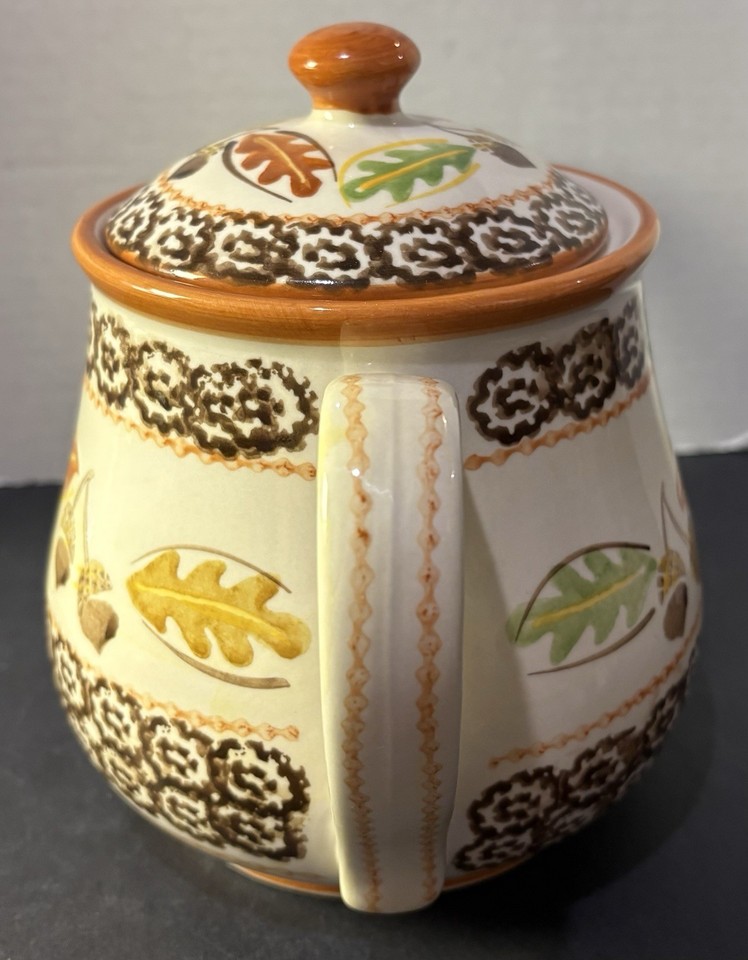 TEMP-TATIONS HARVEST CERAMIC TEA POT~OLD WORLD~LEAVES AND ACORNS ...