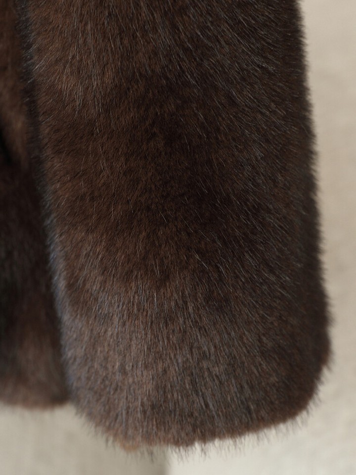 New Mink Fur Coat Winter Womens Genuine Fox Fur Collar Jacket Warm Mink ...