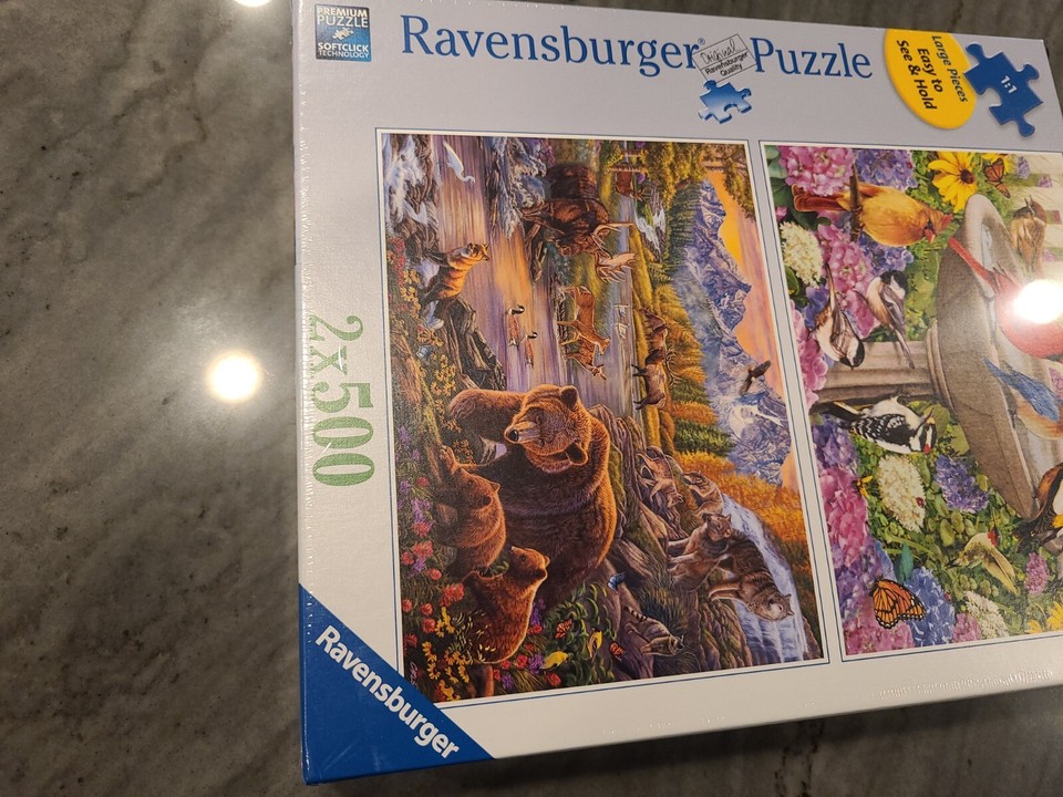 At the Birdbath Wilderness 2 x 500 Large P Puzzles New Ravensburger ...