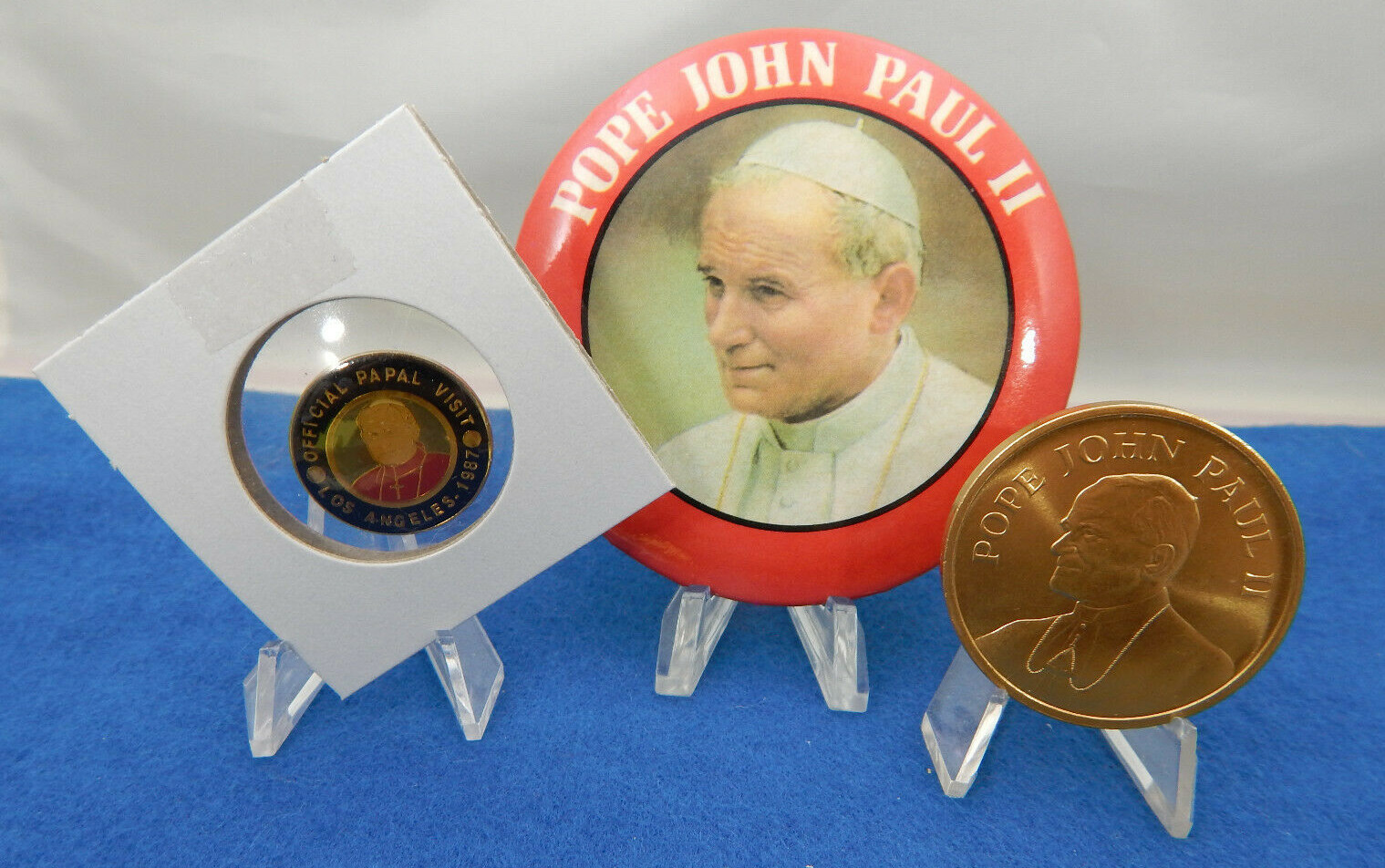 POPE JOHN PAUL II PAPAL VISIT SEPT 1987 COIN PIN & BUTTON 3 PIECE ...