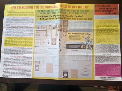 APBA Game Company 1975 Brochure Advertising 1973-74 APBA BASKETBALL ...