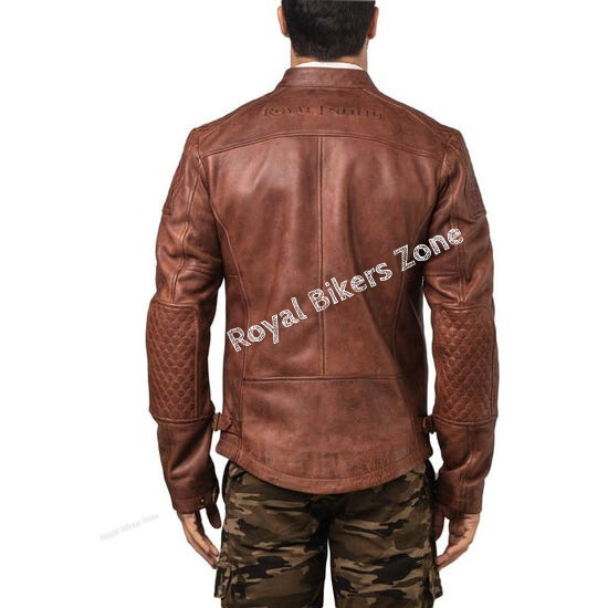 ROYAL ENFIELD "SPIRIT LEATHER JACKET BROWN & BLACK All Season" | eBay