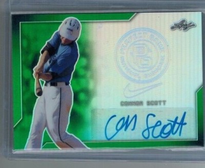 2017 Leaf Metal Perfect Game CONNOR SCOTT GREEN Auto 5/10 MIAMI MARLINS ...