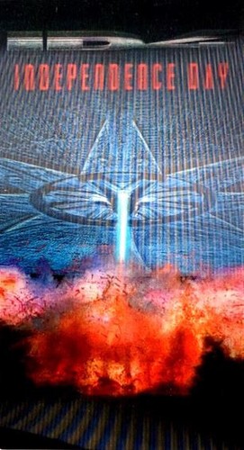 FOX VIDEO INDEPENDENCE DAY 1996 ID4 OVERSIZED 3D HOLOGRAM LENTICULAR ...