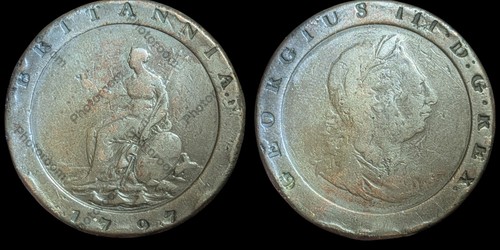 "Cartwheel" Penny 1797 England Large Copper Very Fine Coin King George ...
