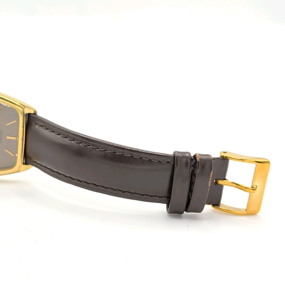 SEIKO Shaliot 5930-5410 Quartz Watch Gold Dial Vintage Tonneau Design ...