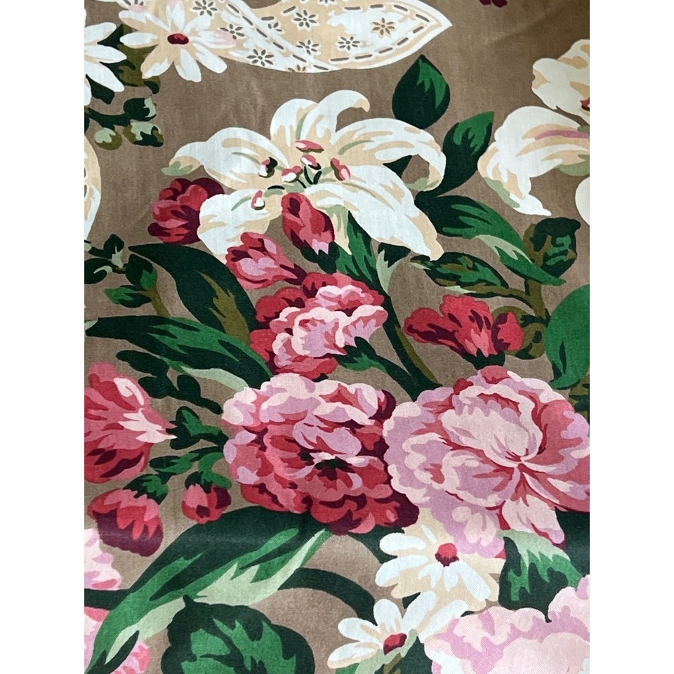 Vtg Cyrus Clark Upholstery Drapery Fabric Lush Floral Pink Cream Tan ...