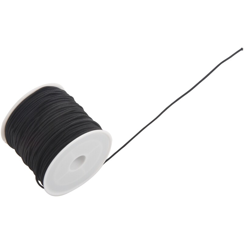 1 Roll 24m Long Black Round Elastic Beading Thread Cord 1mm A6J74035 | eBay