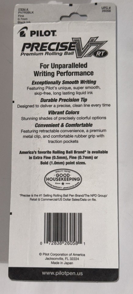 Pilot Precise V7 RT Retractable Rollerball Pens 0.7mm Fine Point Black ...