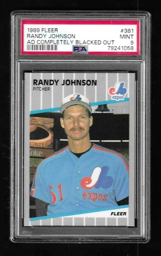Randy Johnson 1989 Fleer ROOKIE baseball card #381 Ad Blacked Out PSA ...