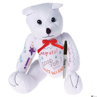 Plush Graduation Signature Autograph 12in Teddy Bear w Marker, White ...
