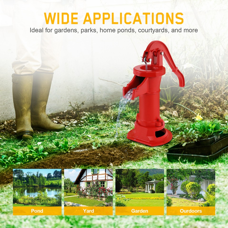 Manual Hand Water Pitcher Pump 25Ft Lift Cast Iron Hand Well Pump ...