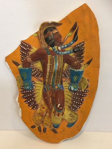 Vtg Native American Chief Aztec Wall Art Painted Plaster Decor ...