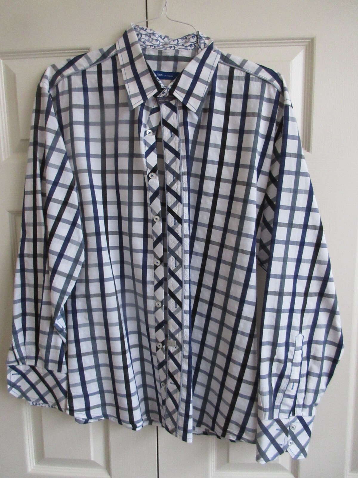 Georg Roth Men's Long Sleeve Shirt XXL 83% Cotton 17% Poly White / Blue ...