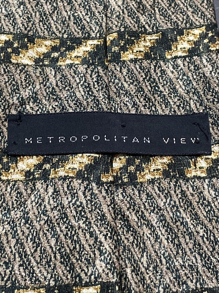 Metropolitan View Mens Brown Black Stripe Silk Classic Necktie Neck Tie ...