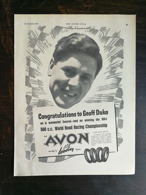 Vintage 1954 Avon Motorcycle Tires Geoff Duke World Road Champion Full ...