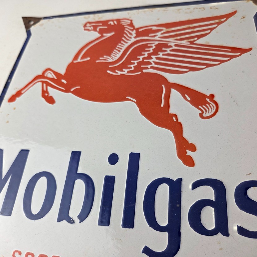 Vintage Mobil Pegasus Sign - Shield Porcelain Socony Sign | eBay