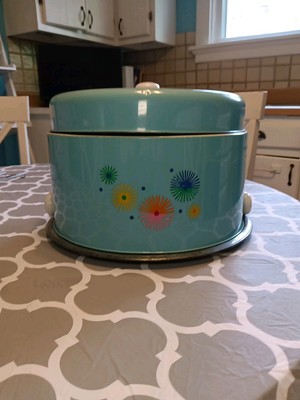 Vintage Atomic Starburst Mid-century MCM Cake Pie Carrier Aquamarine ...