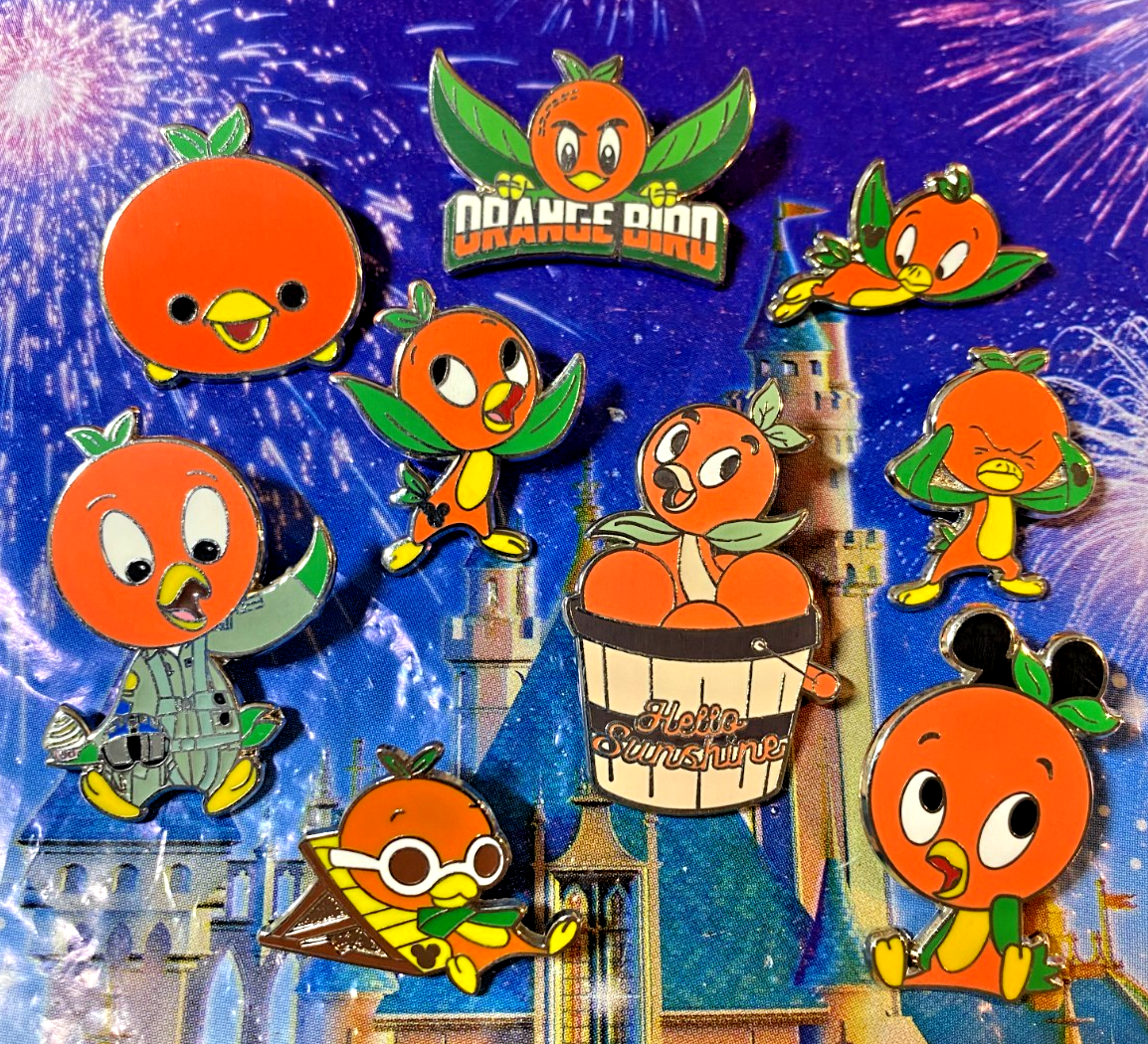 🍊 WDW Orange Bird 9 Pin Set Disney Orange Bird Hidden Mickey ...