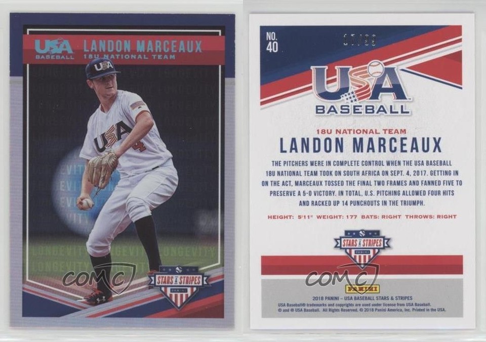 2018 USA Baseball Stars & Stripes Longevity Holo Foil 17/99 Landon ...