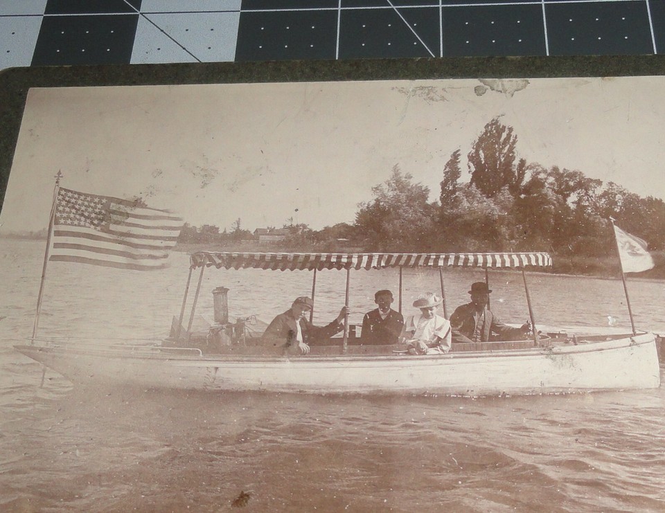 1900's Tramp Steamer BOAT w/ 45 STAR USA FLAG Jungle Cruise Style ...