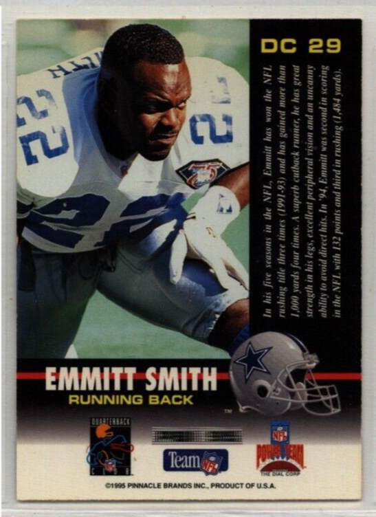 1995 Pinnacle NFL Football 'Dial Corporation' ~ #DC29 Emmitt Smith ...