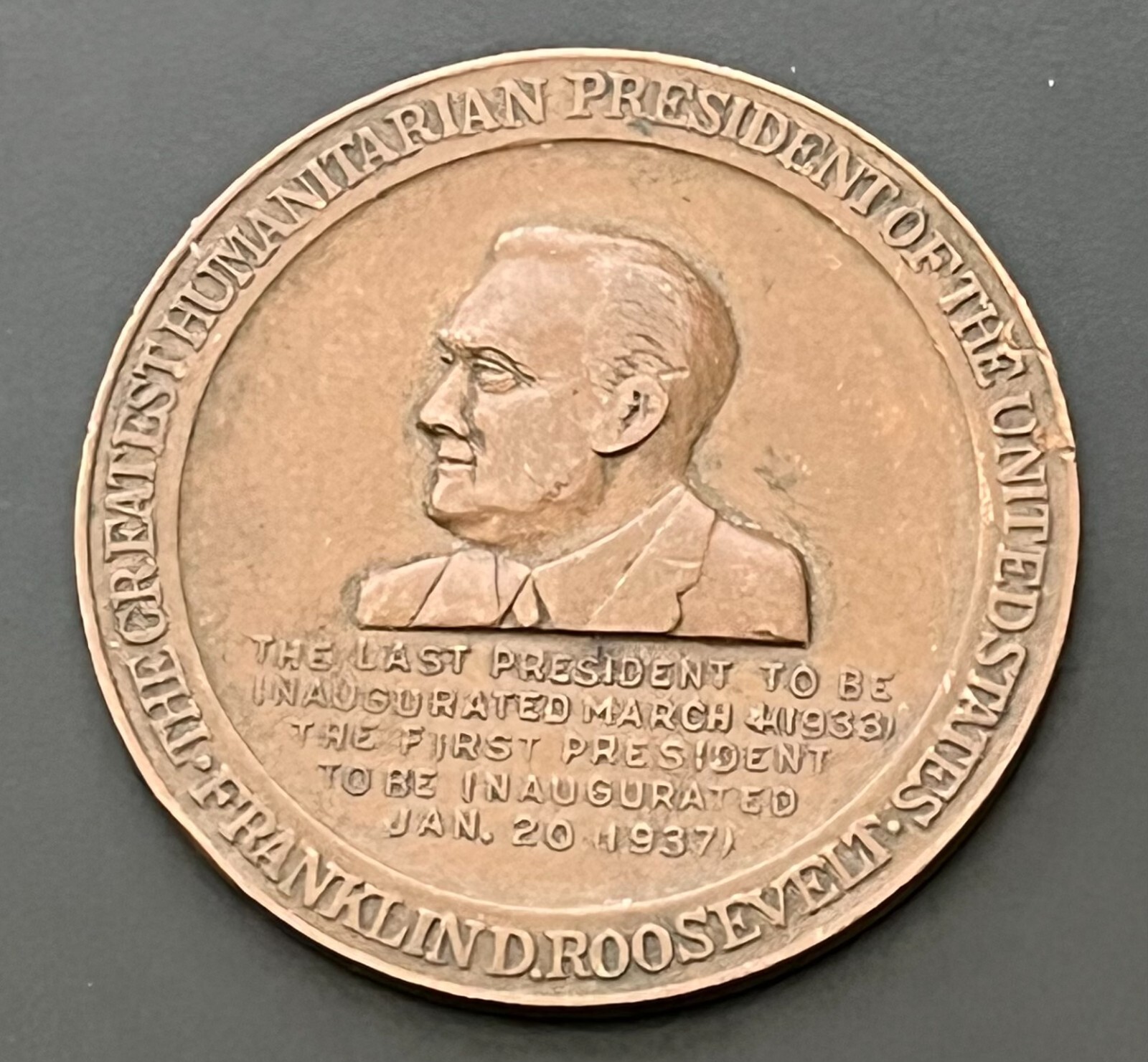Franklin D. Roosevelt Democratic Victory Good Luck 1936 Token Medal ...
