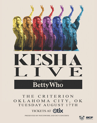 KESHA / BETTY WHO "2021 TOUR" OKLAHOMA CITY CONCERT POSTER - Pop Rock ...