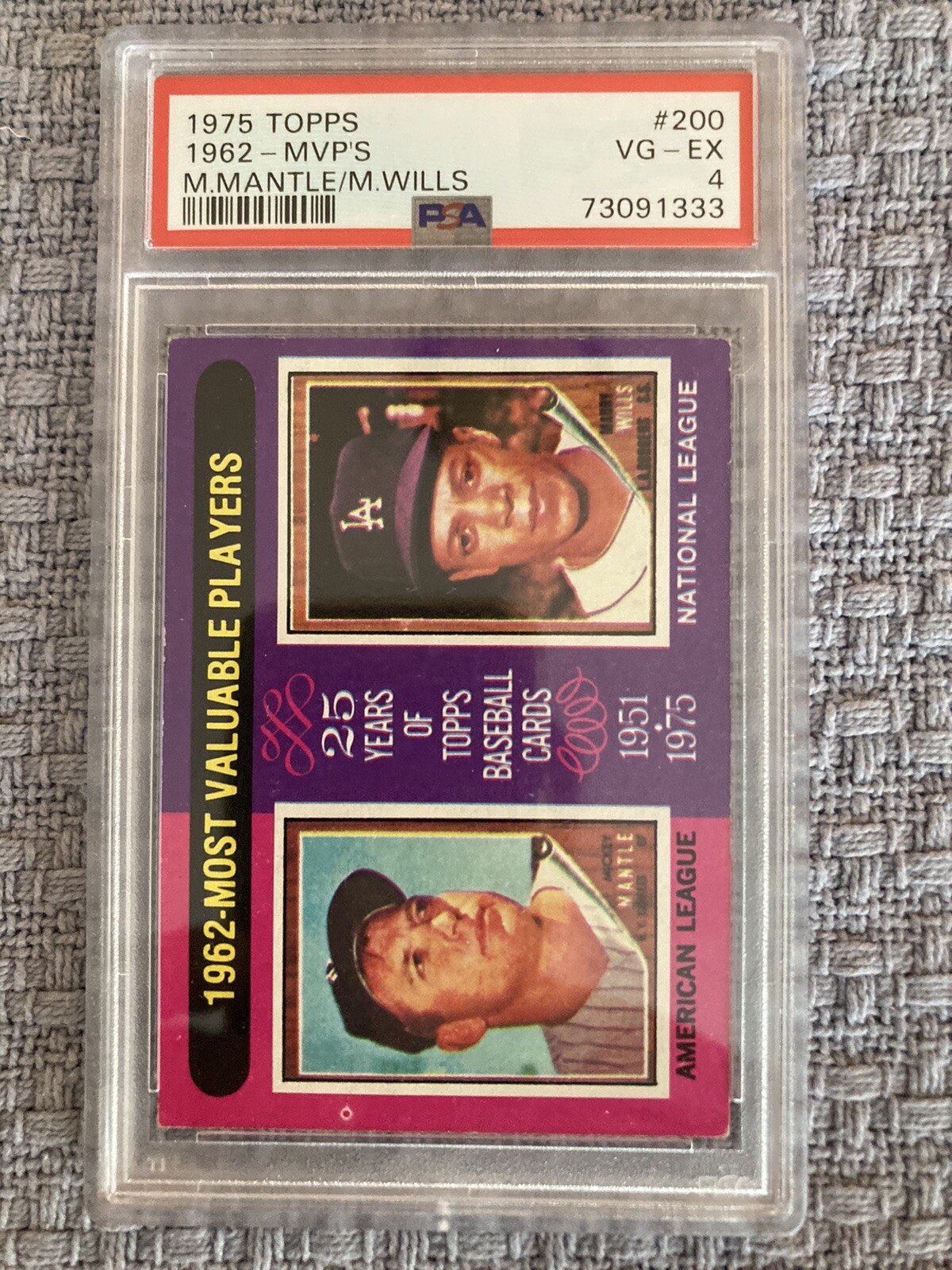 1975 Topps - Most Valuable Players #200 Maury Wills, Mickey Mantle for ...
