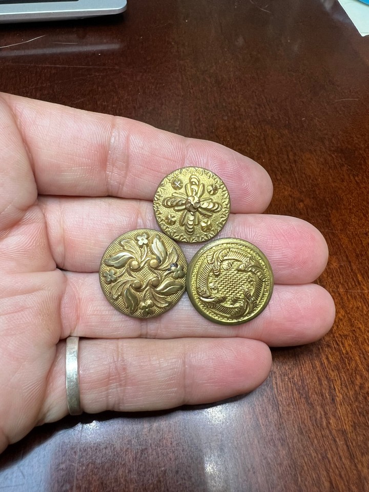 Three Golden Age Gilt Fancy American 1830's-50's Flower Coat Buttons | eBay